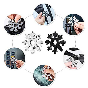 Gifts For Men Fathers , Gifts For Dad 18-in-1 Snowflake Multi Tool Snowflake Tool Stainless Steel multitool for Men Women Outdoor Travel Camping Adventure Tools(Black 2pcs)