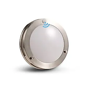 CLOUDY BAY Indoor Outdoor Motion Sensor Flush Mount Porch Ceiling Light,10 inch 5 Color 120V 20W, 5CCT Selectable,Brushed Nickel Finish,Dust Proof,Wet Location,ETL Listed