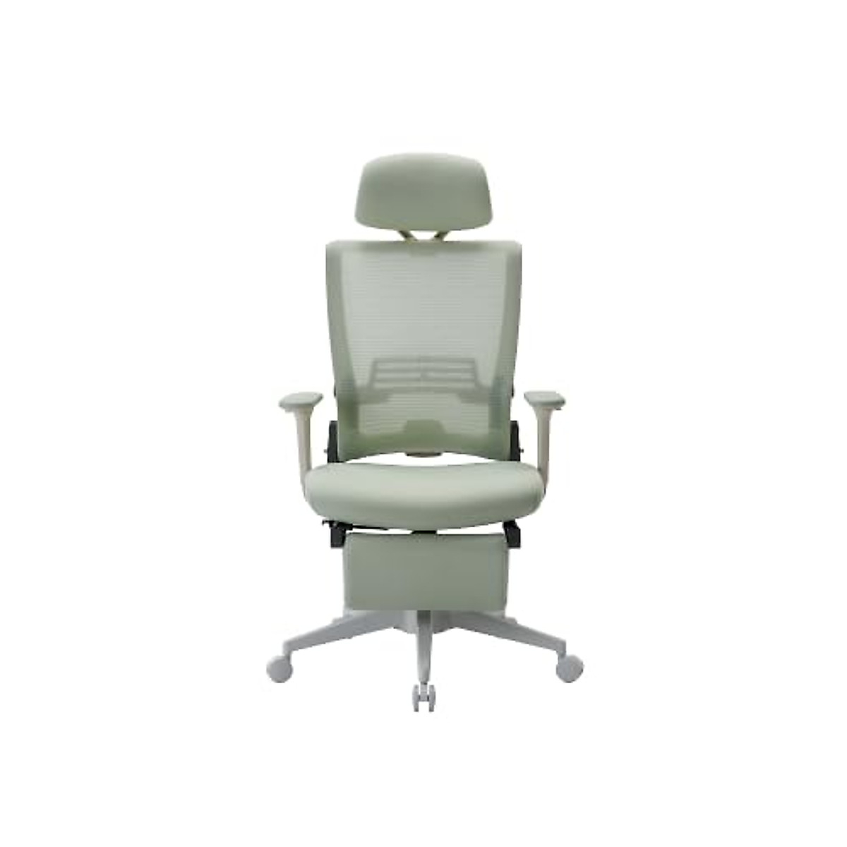 Ergonomic Mesh High Back Desk Chair, Adjustable Headrest Office Chair with 5d armrest and Foot Rest, tilt Function max 128° Computer Desk Swivel Chair with Wheels (Green)