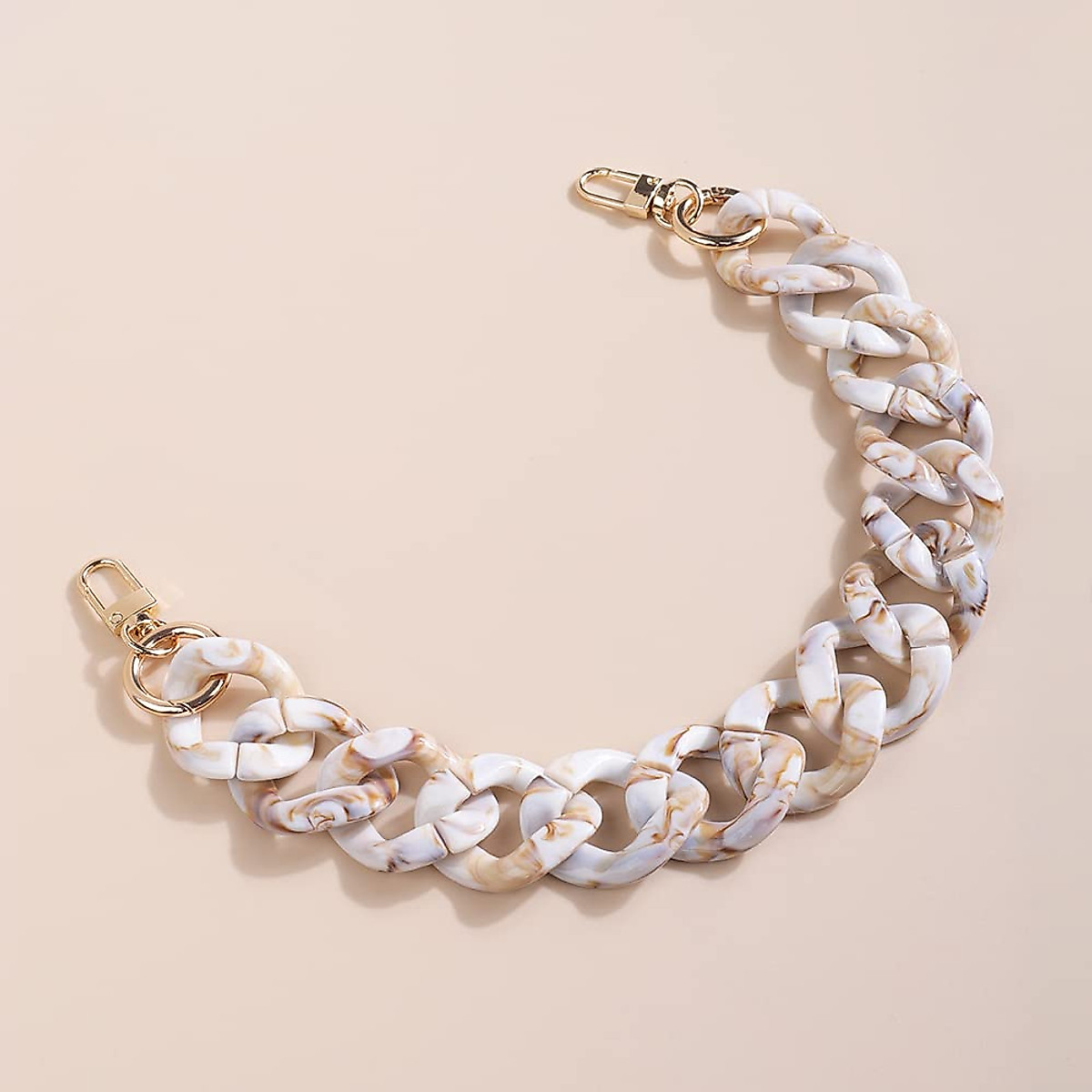 Wiwpar Acrylic Bag Strap Chain Shoulder Cross Body Purse Handbag Straps Replacement Chain White with Gold Buckle (Style 4)