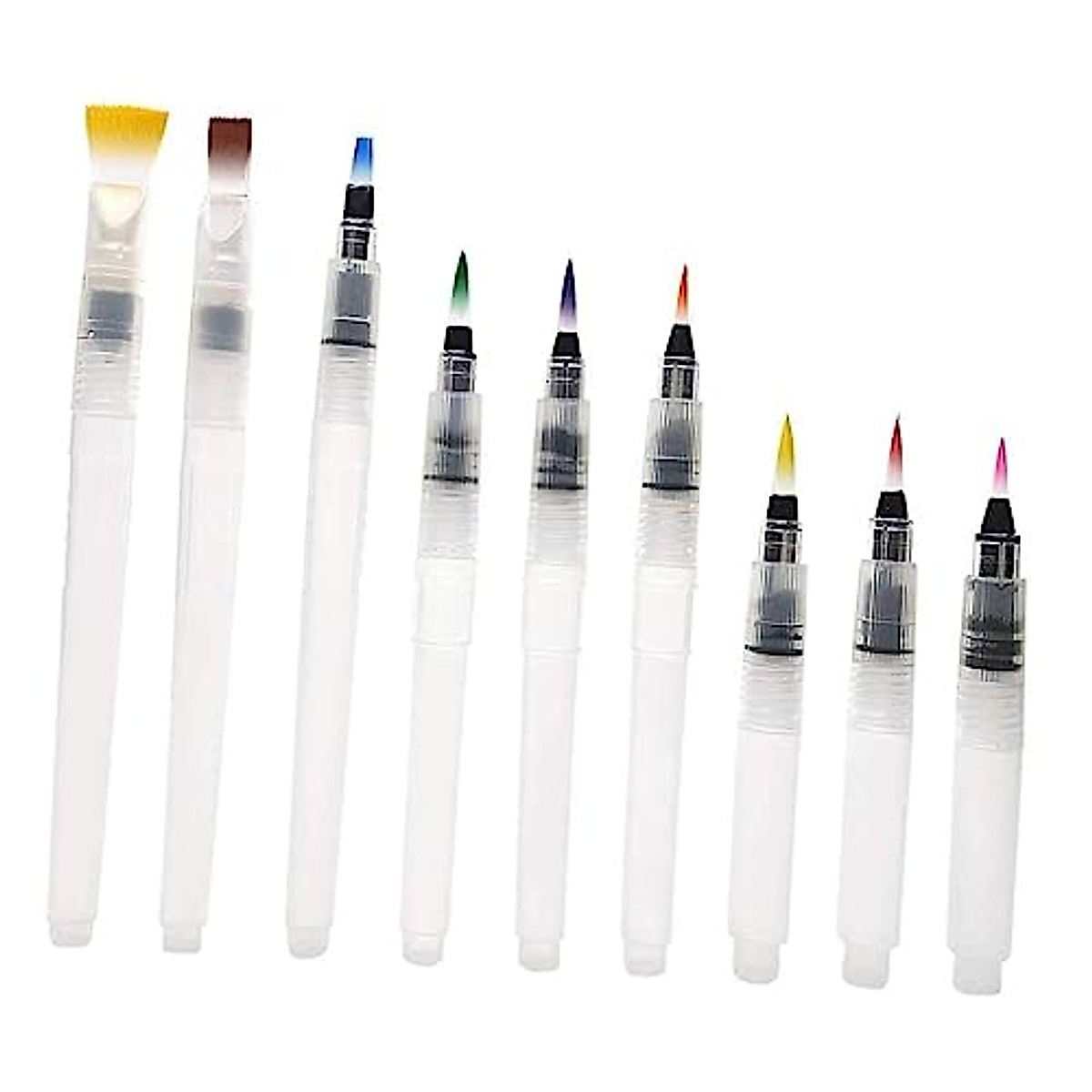 Water Brush Pen 9 Pcs Ink Pen Set Water Coloring Brush Pen Portable Painting Pen Watercolor Brush Fountain Pen White Water Soluble Colored Pencils