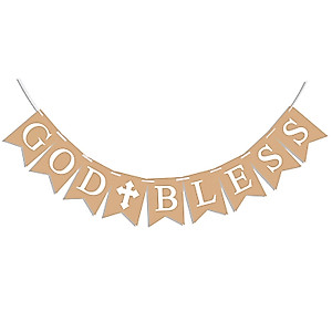 God Bless Banner God Bless Sign First Communion Banner Baptism Banner Baptism Party Supplies for Boys Girls Baptism Decorations Confirmation Decorations Christening Decorations God Bless Decorations