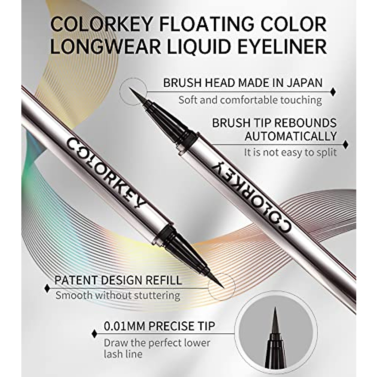 COLORKEY Floating Color 24 Hours Longwear Waterproof Liquid Eyeliner, Sweat Resistant, Waterproof and Smudgeproof Eye Liners Eyeliner Pencil (N02 Brown)