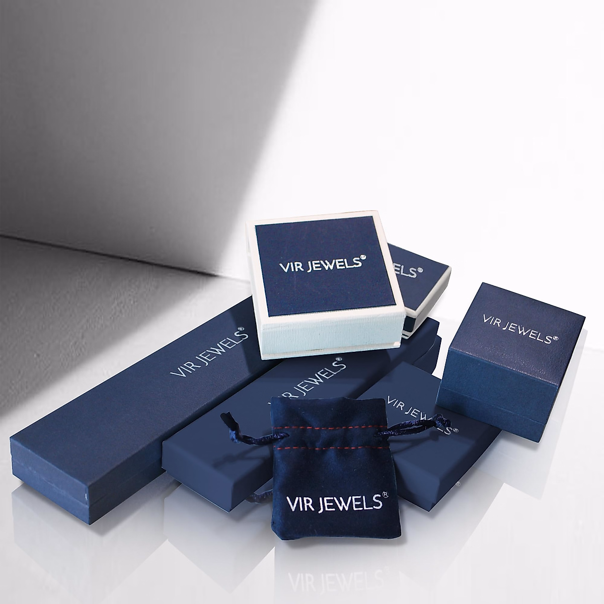 VIR JEWELS 1/2 cttw Engagement Ring, Princess Cut Diamond Engagement Ring in 14K White Gold 5 Stones, Size 7.5