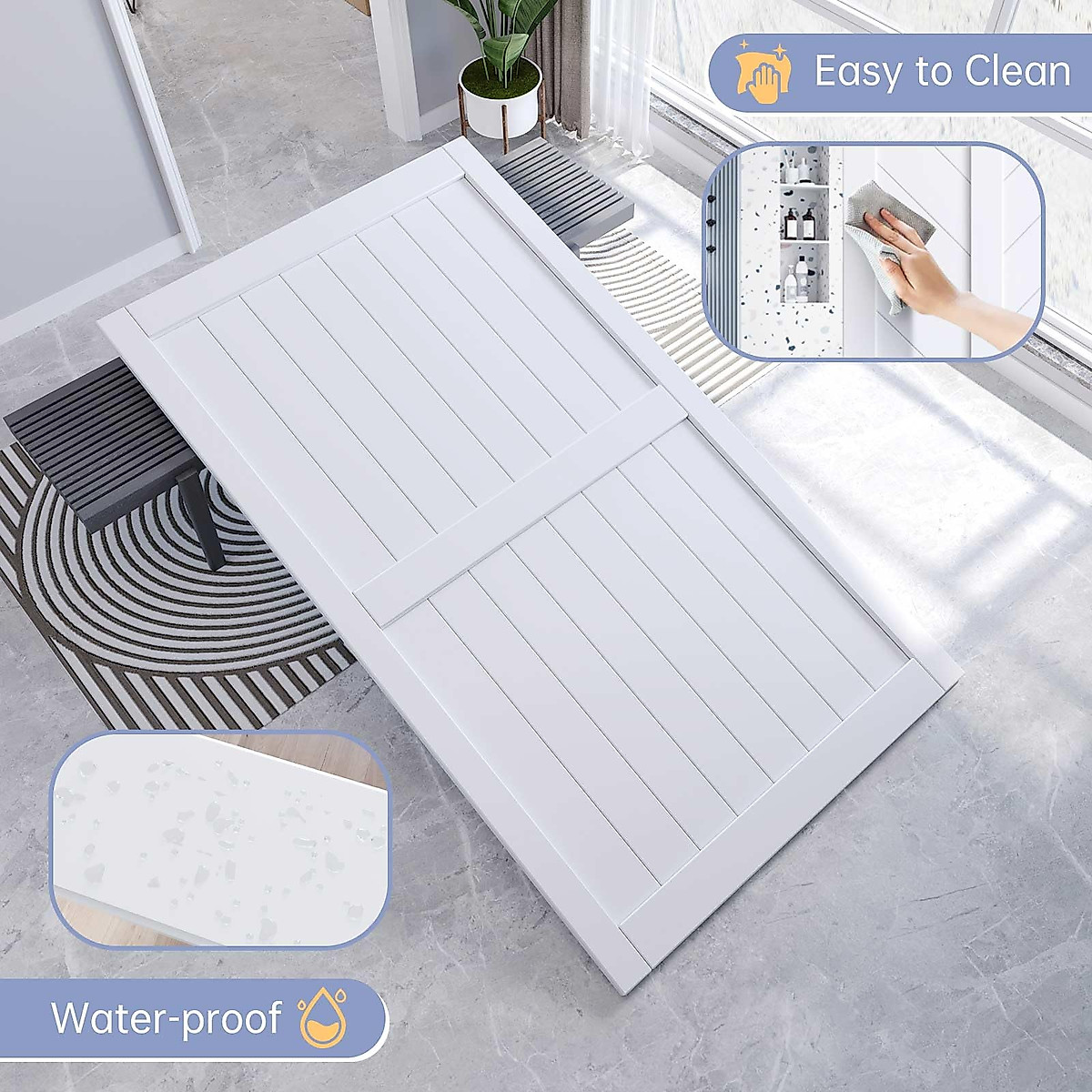 ROYMELO 48x84 Inch White Sliding Barn Door Slab and 8ft Hardware Kit Included, MDF Wood Panel Covered with Water-Proof Scratch-Proof PVC Surface, Easy to Clean, Simple DIY Assembly