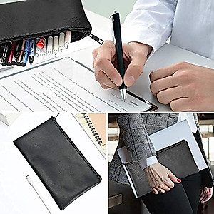 ProCase Black Portable Pencil Bag Pen Case Bundle with [2 Pack] Black Soft PU Leather Pencil Bag Pen Case