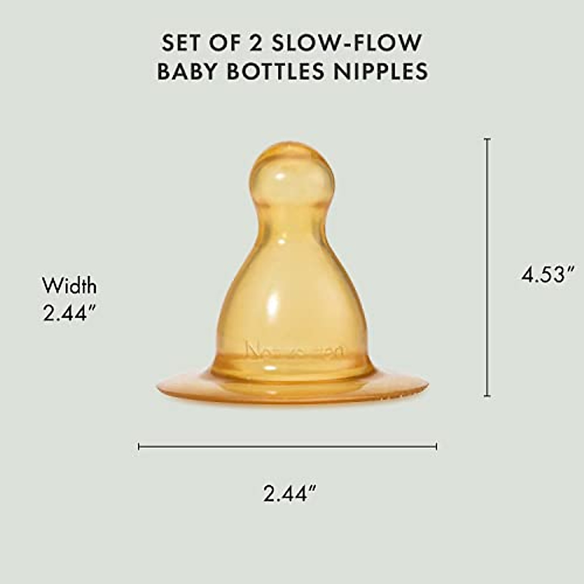 Natursutten Replacement Slow-Flow Bottle Nipples for Glass Baby Bottles - Eco-Friendly, BPA-Free Natural Rubber Nipples for Natursutten Baby Bottles - Made in Italy - 2 Pack