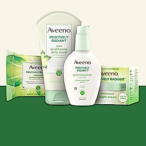Aveeno Positively Radiant Morning Radiance Skin Care Gift Set with Daily Face Scrub & Moisturizer with SPF 15 Sunscreen, Helps Brightens Skin & Evens Tone, Non-Comedogenic & Hypoallergenic, Set of 2