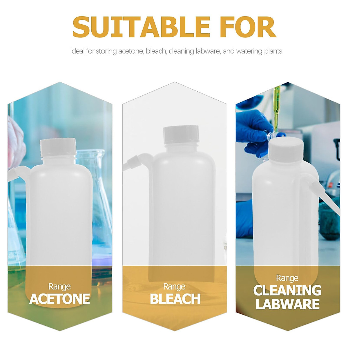 ULTECHNOVO Tattoo Wash Bottle Wash Bottles - 4Pcs 500ml Safety Wash Bottles Plastic Empty Filling Bottles Screw Cap with Down Spout for Dispensing Liquid Labs Watering Tools