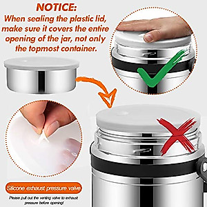 Soup Thermos for Adults,Large 3 Tier 61oz Thermos for Hot Food,Wide Mouth Insulated Food Container,Stainless Steel Lunch Thermos Flask Jar,Thermal Bento Lunchbox for Office Camping Picnic Outdoors