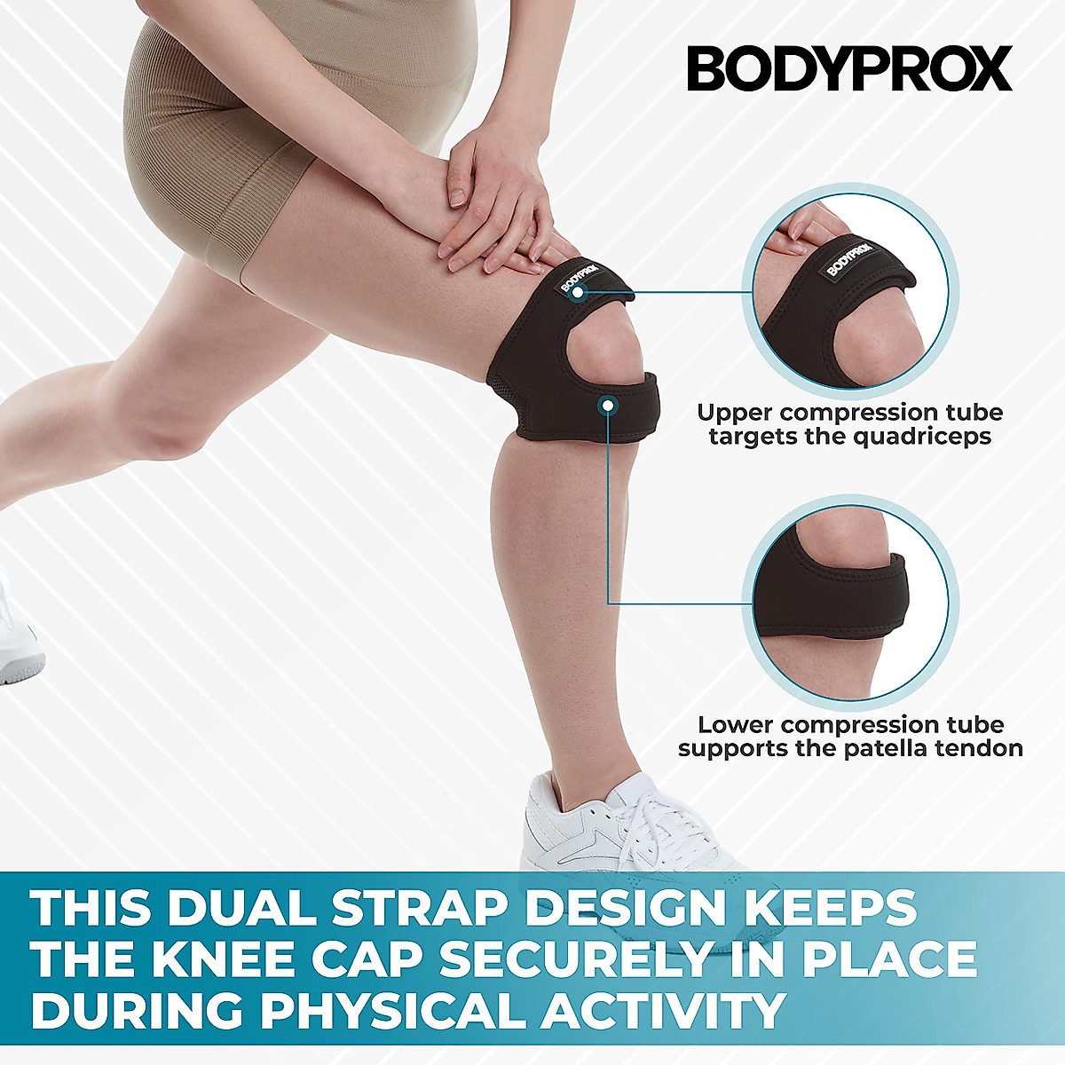 Bodyprox Patellar Tendon Support Strap (Large), Knee Pain Relief Adjustable Neoprene Knee Strap for Running, Arthritis, Jumper, Tennis Injury Recovery