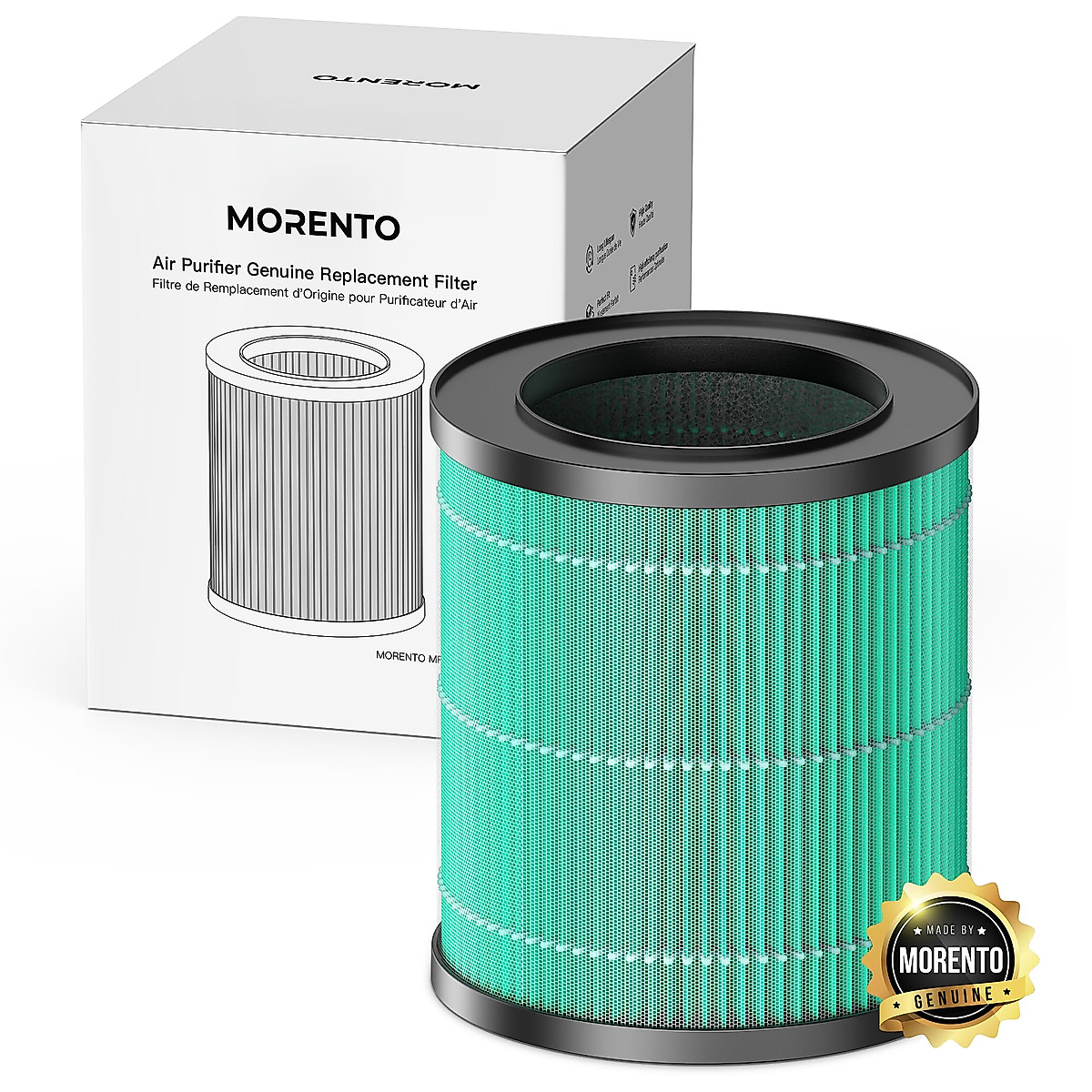MORENTO 1 Pack MR2566 Genuine Air Purifier Replacement Filter for MR2566 Air Purifier, Pet Dander Version