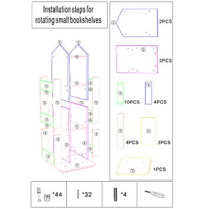 Nisorpa Rotating Bookshelf 360° Display Floor Standing Bookcase Freestanding Storage Organizer Holder Book Rack for Kids Multi-Functional Bookshelf Organizer 37.4'' x 13.38'' x 13.38''