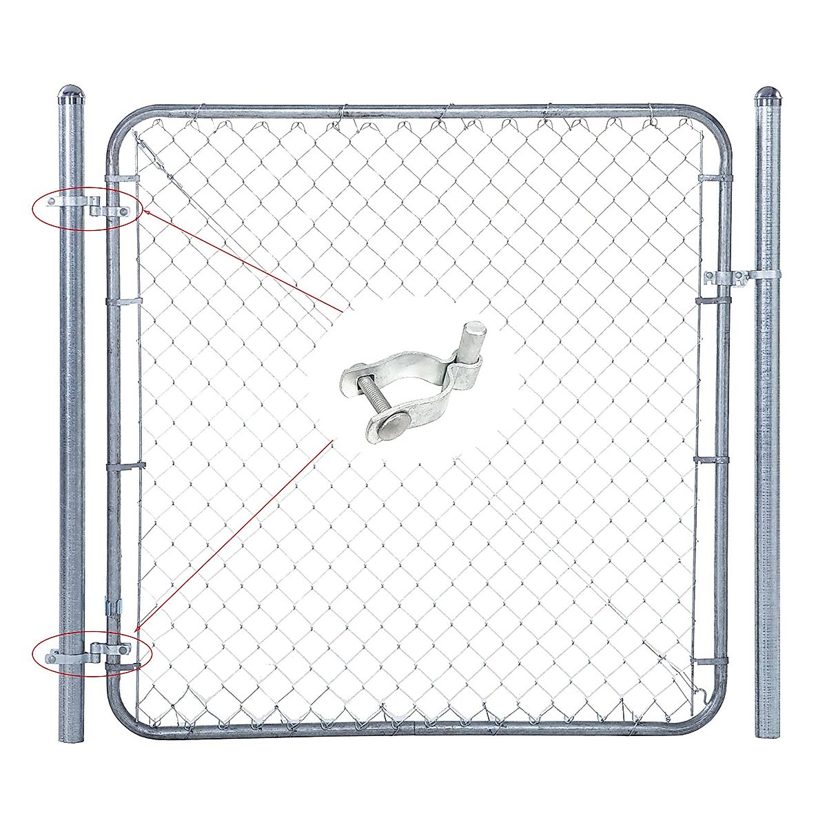 2 Pack Chain Link Fence Gate Post Hinge - Use for Outside Diameter Post/Pipe - Galvanized Chain Link Post Gate Hinge - Nut/Bolt Included (1-7/8 Inch)