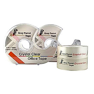 Greyparrot Office Clear Office Refill Tape Rolls + Dispenser(8 Pack),(3/4” X 1000in/pack). for Craft Jobs, Gift Wrapping, Office Work Clear(Transparent) Glossy Finish, Refillable (8000 inch/Total)