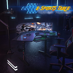 Ecoprsio L Shaped Gaming Desk Corner Gaming Desk, Gaming Computer Desk with Keyboard Tray, Large PC Gaming Desk Gamer Desk Workstation, Computer Gaming Desk Table with Cup Holder and Headphone, Black