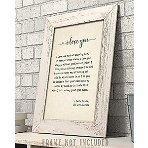 I Love You Sonnet - Pablo Neruda - Book Page Quote Art Print - 11x14 Unframed Typography Book Page Print - Great Decor and Gift for Birthday, Anniversary, Wedding and Shower Under $15
