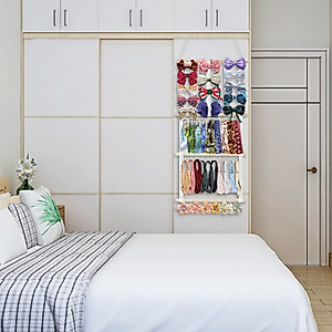 Aesorad Bow Holders for Girls, Hair Bow Holder Organizer for Girls Hair Bows and Headbands, Hair Clips Tie Headband Holder Storage for Baby Girl Room Nursery Wall Hanging Door