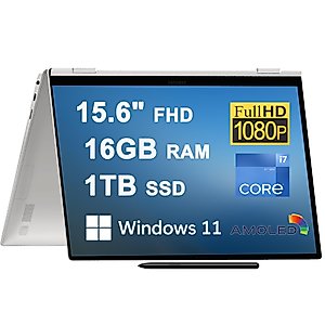 SAMSUNG Galaxy Book2 Pro 360 15 2-in-1 Laptop 15.6" FHD AMOLED Touchscreen Intel 12-Core i7-1260P 16GB RAM 1TB SSD Backlit Fingerprint Thunderbolt USB-C HDMI Pen Win11 Silver
