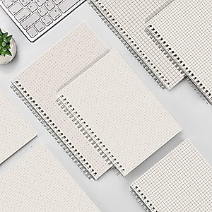 AHGXG Graph Paper Notebook Spiral 3 Pack - A5 Grid Notebook 5.7"x 8.3", Thick 100gsm Graph Grid Paper, 80 Sheets, Transparent Hardcover Journals for School Supplies, Office, Writing, Drawing