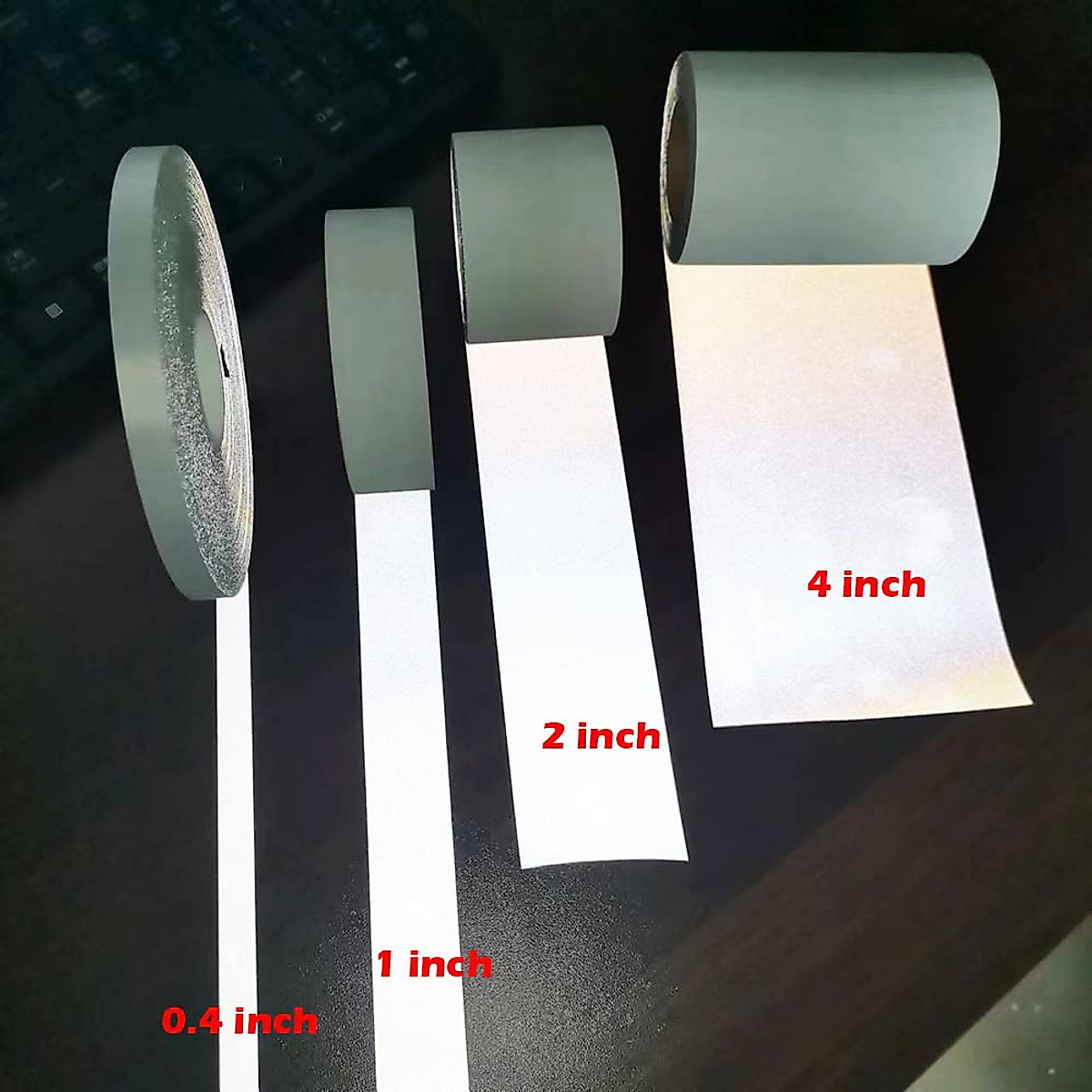 NOZUONO High Visibility Silver Reflective Fabric Tape Strips DIY Edging for Clohting Sew On (1 in x 20yd)