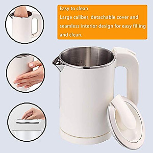 0.5L Portable Electric Kettle, Mini Travel Kettle, Stainless Steel Water Kettle - Perfect For Traveling Cooking Noodles, Boiling Water, Eggs, Coffee, Tea(White 110V)