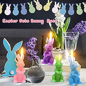 4 Pieces Easter Candles Rabbit Shape Candles Easter Bunny Candles Spring Easter Candles Rabbit Candles Gifts for Easter Bunny Decorations Party Table Home Decor Spring Celebrations
