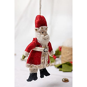De Kulture Handmade Premium Wool Felt Christmas Santa Claus Ornament Eco Friendly Needle Felted Stuffed Ideal for Home Office Decoration Holiday Decor, 1.5x1.5x4.7 (LWH) Inches