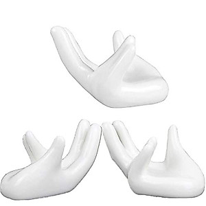 Eshylala 3 Pack Air Plants Holders Ceramic Airplant Holder Tillandsia Holder Small Container Pot Hand Shape Office Desk Base Airplant Display Container Pot Plant Decorative Home Decor