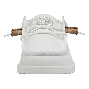 Hey Dude Men's Wally Break Stitch White Size 8| Men's Loafers | Men's Slip On Shoes | Comfortable & Light-Weight