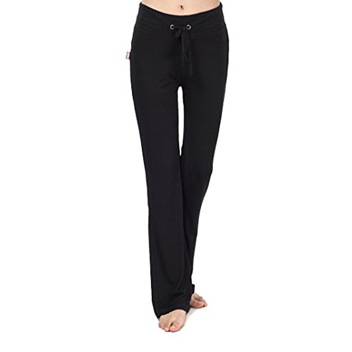 ADANIKI Women's Long Modal Comfy Drawstring Trousers Loose Straight-Leg for Yoga Running Sporting (Black, M)