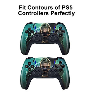 Skin for Console (P-S5 Digital Version) and Controllers Vinyl Sticker, Durable, Scratch Resistant, Bubble-Free, Compatible with Play-Station 5(Digital Edition) Green