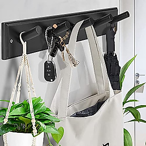 horkmous 2PCS Coat Rack Wall Mount, 5 Pegs Wood Coat Hook Wall Hanger, 17 Inches Wall Mounted Coat Rack for Hanging Towels, Hats, Backpacks, Clothes, Keys(White)
