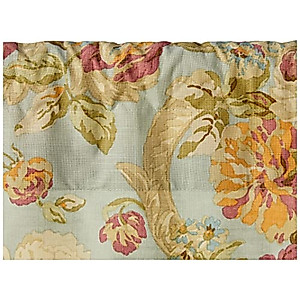 Waverly Spring Bling Modern Farmhouse Floral 3-Piece Reversible Quilt Bedding Bed Spread Set, Queen, Vapor & Spring Bling Valances for Windows Rod Pocket Curtains, 52" x 18", Vapor