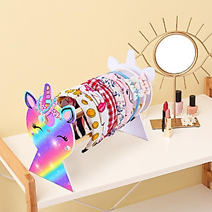 Basumee Girls Headband Holder Organizer Hair Hoop Headband Display Stand Unicorn Hairband Stand Organizer Headband Storage Home Room Decors for Girls, Deep Rainbow