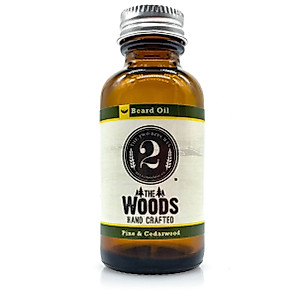 Mens Natural Beard Oil: The 2 Bits Man "The Woods" Beard and Facial Hair Treatment - Anti Itch and Anti Dandruff Healthy Beard Grooming Oils with Cedarwood and Pine Scent - 1 ounce