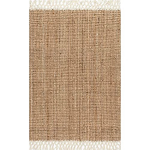 nuLOOM Raleigh Farmhouse Jute Tasseled Area Rug, 8' x 10', Natural