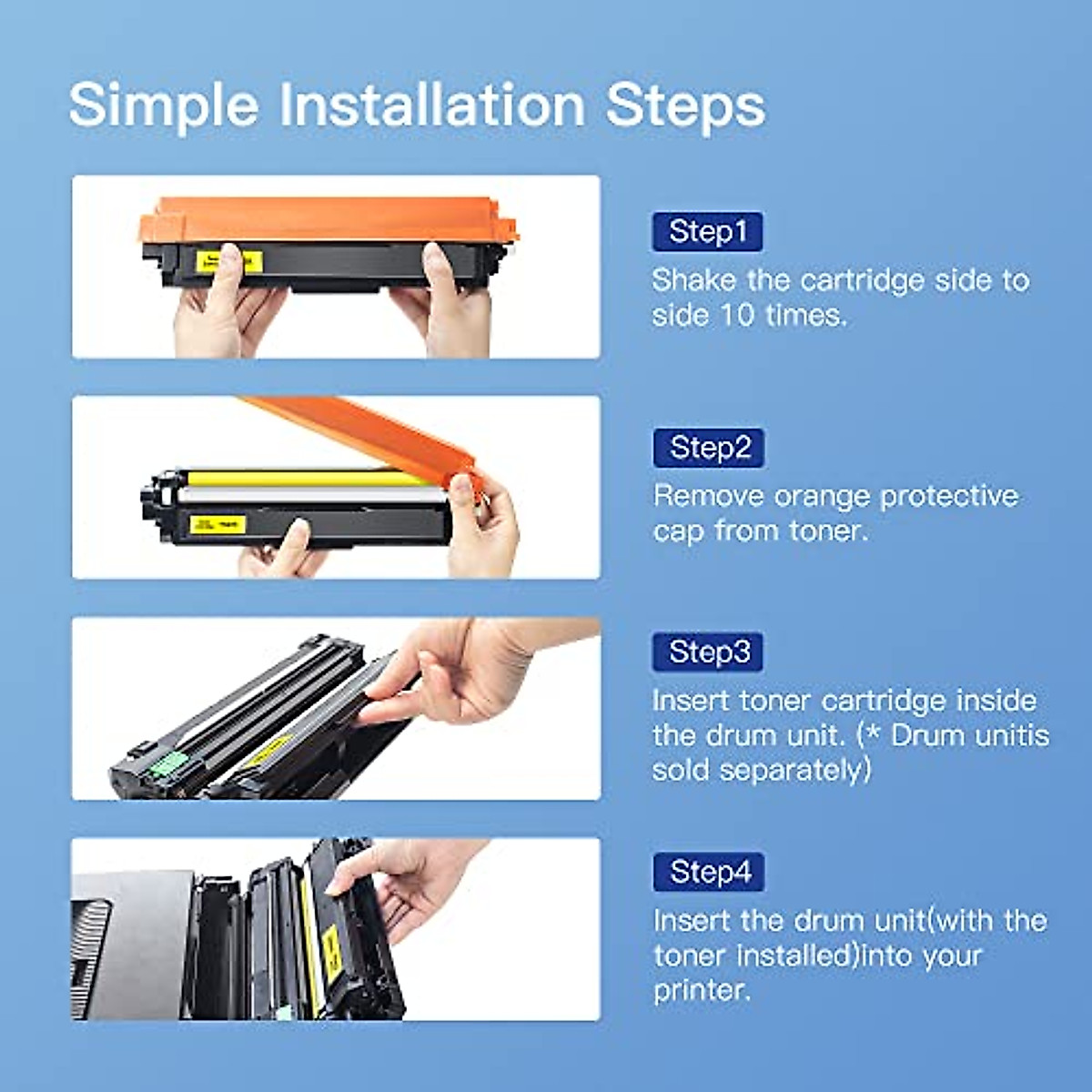 GPC Image Compatible Toner Cartridge Replacement for Brother TN221 TN225 Compatible with MFC-9130CW MFC-9340CDW MFC-9330CDW HL-3170CDW HL-3140CW Printer Tray (2 Black,1 Cyan,1 Magenta,1 Yellow)