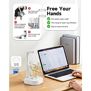 FUNCUE Water Dispenser, Intelligent 7 Levels Water Dispenser for 5 Gallon Bottle & Universal Bottles, Portable Desktop Water Pump for Indoor Outdoor, Automatic Electric Water Jug Dispenser