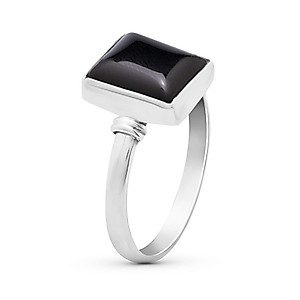 Square Black Onyx Ring 925 Sterling Silver Ethnic Vintage Tribal Gipsy Boho Look (7)