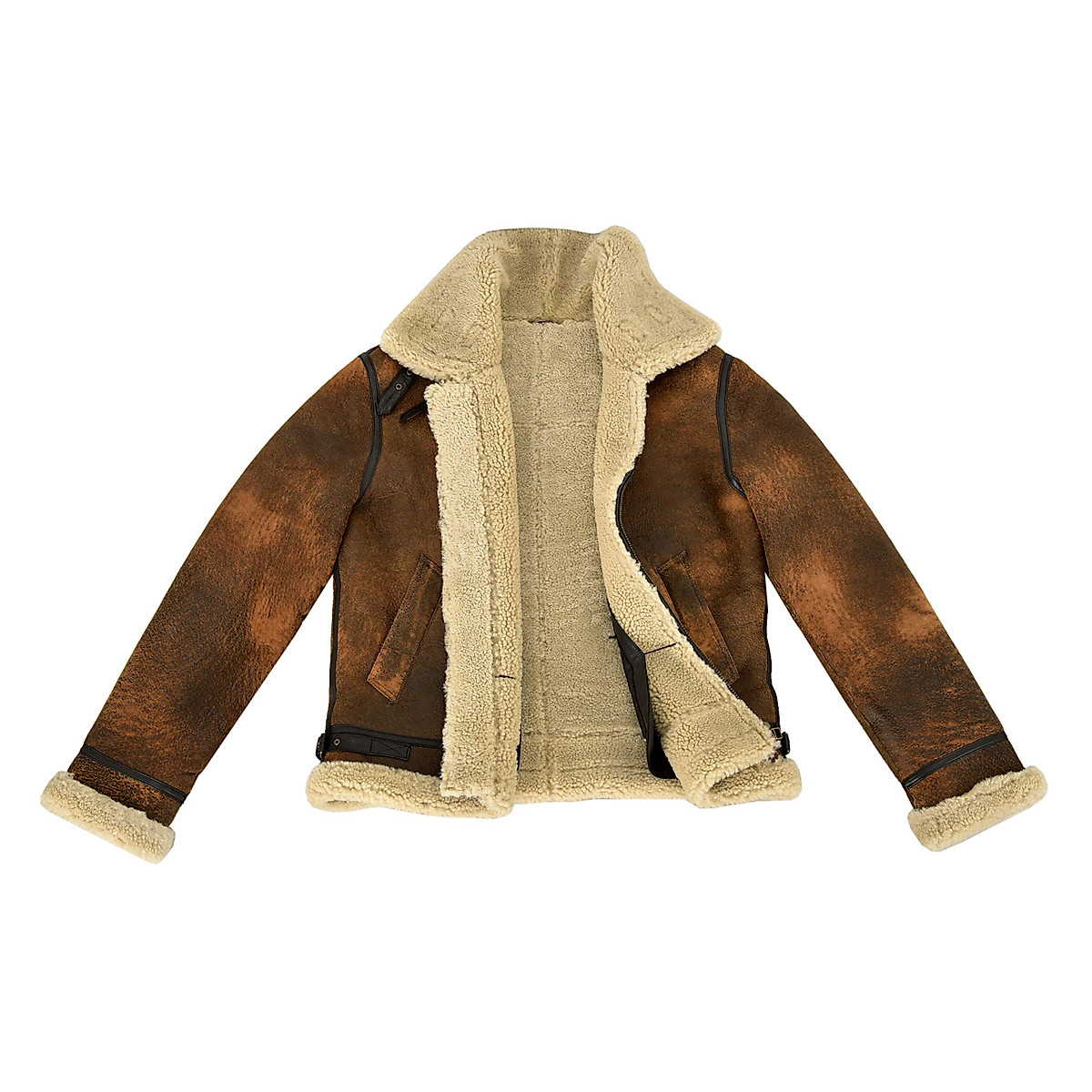 Men's RAF Aviator B3 Sheepskin Flying Vintage 100% Genuine Sheepskin Pilot Jacket Reagan, Beige Taba / Copper, 3X-Large