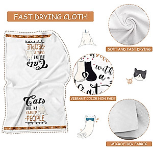 Lebsitey Cat Kitchen Towels Set of 4 Funny Decorative Hand Towels Absorbent Drying Tea Dish Towel for Cooking Baking Home Decorations,16 X 24 inches