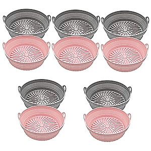 SOLUSTRE 10 Pcs Air Fryer Pan Air Fryer Oven Pan Para Air Fryer Silicone Air Fryer Round Steamer Liner Air Fryer Pad Oven Baking Basket Silicone Air Fryer Mat Air Fryer Liner Pad