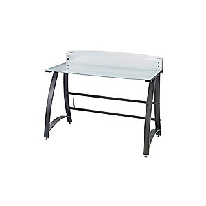 Safco Products 1938TG Xpressions 47" Computer Glass Top Workstation (Optional Keyboard Tray 1940BL Sold Separately), Tempered Glass/Black Frame