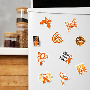 50 Pack Pcs Multiple Sclerosis Awareness Orange Ribbon Stickers for Water Bottles Waterproof Vinyl Laptop Luggage Inspirational Sticker Packs Teens Adults Aesthetic Small Decals