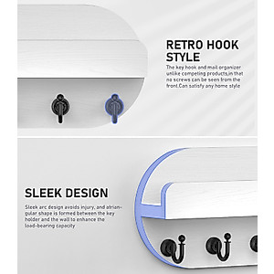 buways Key Holder Wall Mount,Key Holder for Wall Decorative Key and Mail Holder with Shelf,Modern Key Hooks for Home Wall Decor for Apartment Office Entryway Front Door Living Room (White