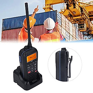 Marine Radio, Noise Reduction Flashing Alarm Portable IPX7 Waterproof Marine Two Way Radio Submersible Cars for Fishing Boat Ships (US Plug)