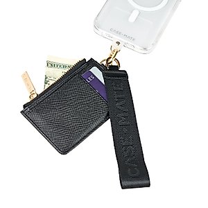 Case-Mate Phone Charm w/Detachable Keychain Wallet (Card Holder) | Anti Theft Phone Strap | Hands-Free iPhone Wrist Strap for Women | Phone Chain Wristlet for Apple Samsung Google Pixel & More| Black