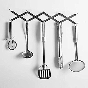 DRNKS Kitchen Utensil Organizer Stainless Steel Spoon Holder Storage Rack Pot Lid Plate Holder Rack 4 Sectional Adjustable Extended Suitable for Kitchen