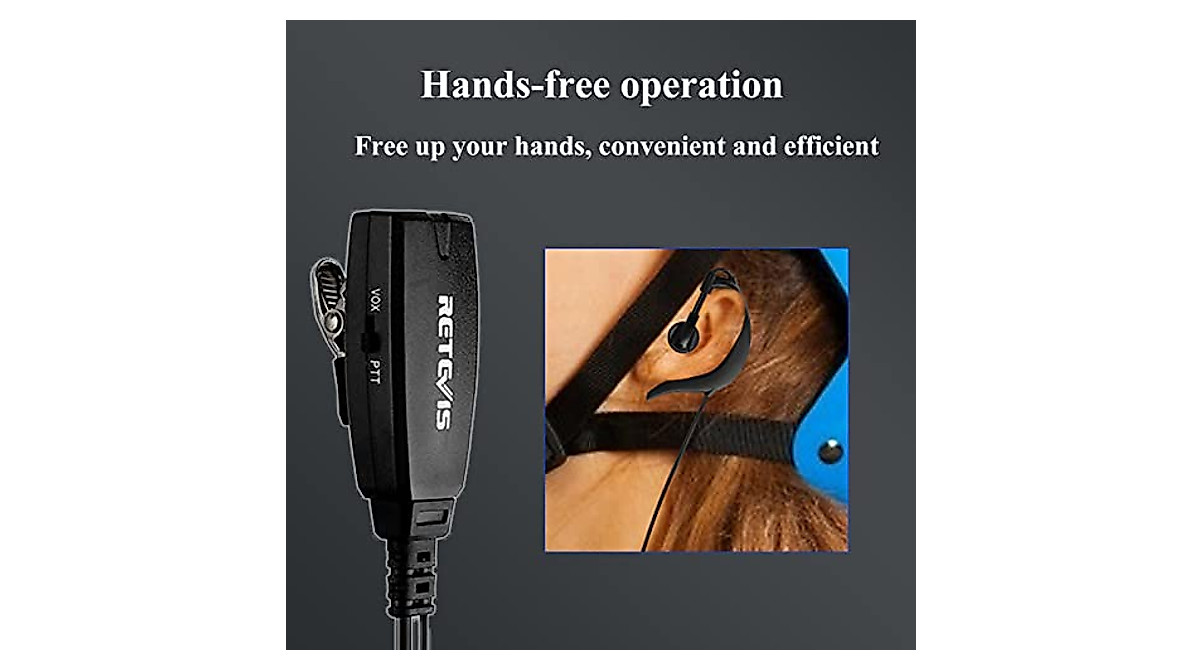 Retevis VOX Hands Free Walkie Talkie Earpiece 6-Pack for Clear ...